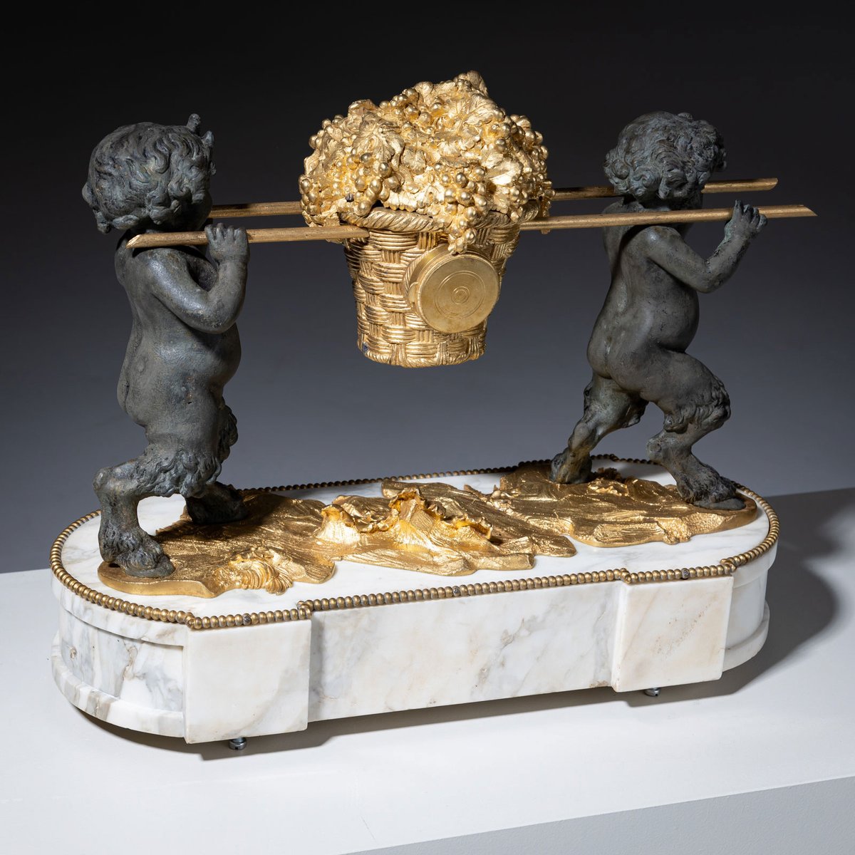 Mantel Clock with Small Satyrs, Early 19th Century for sale at Pamono