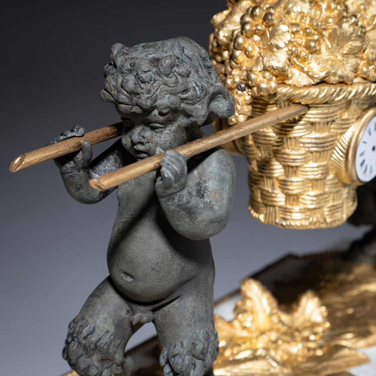 Mantel Clock with Small Satyrs, Early 19th Century for sale at Pamono