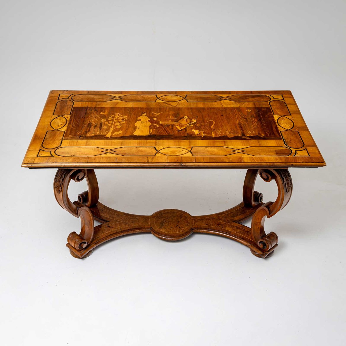 Baroque Style Dining Table with Marquetry Scene, Late 19th Century for ...