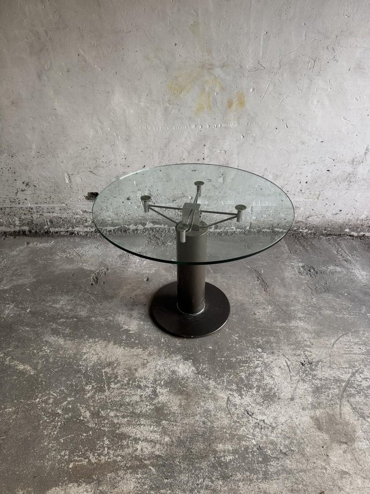 Italian Metal & Glass Dining Table for sale at Pamono