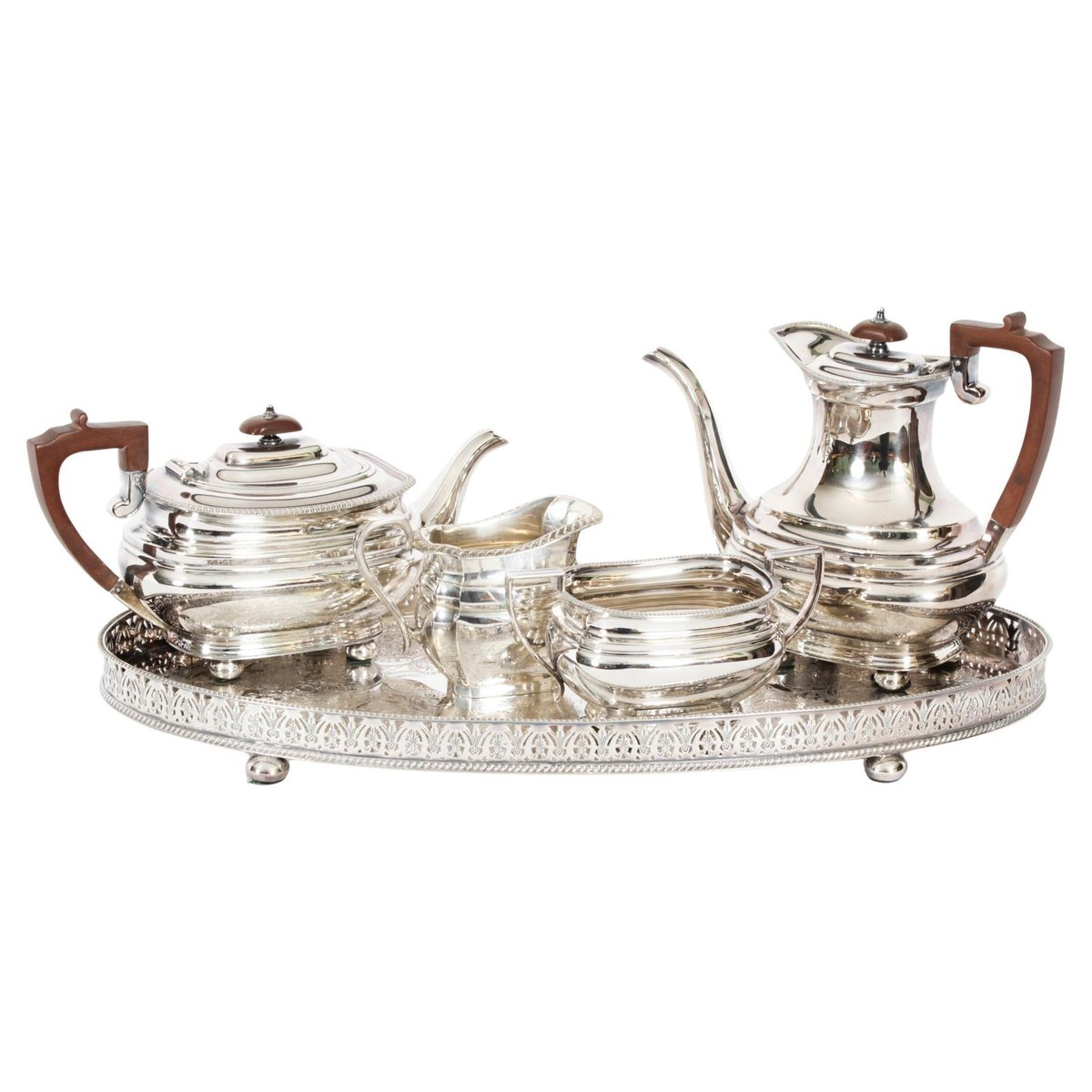 Antique English Georgian Revival Silver Plate Tea Service, 20th Century ...
