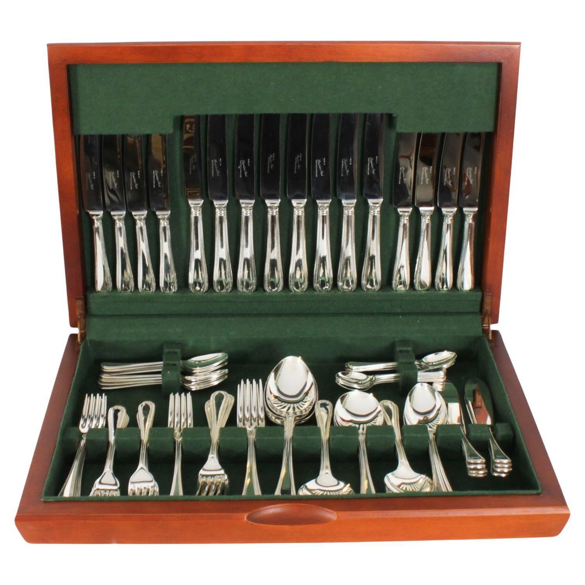 Vintage Canteen Silver-Plated Bead Pattern Cutlery Set, 20th Century ...