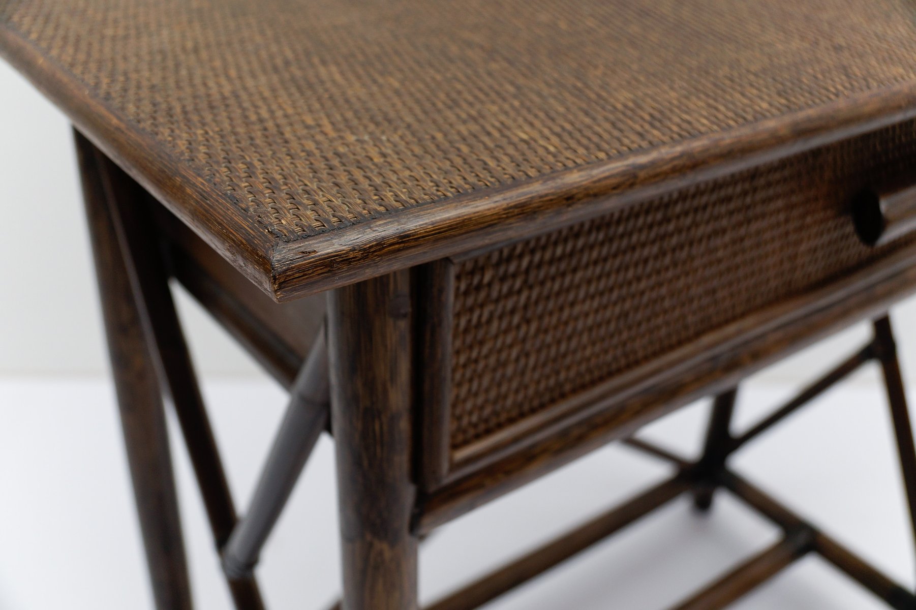 Italian Bamboo and Rattan Wicker Commode, 1970s for sale at Pamono