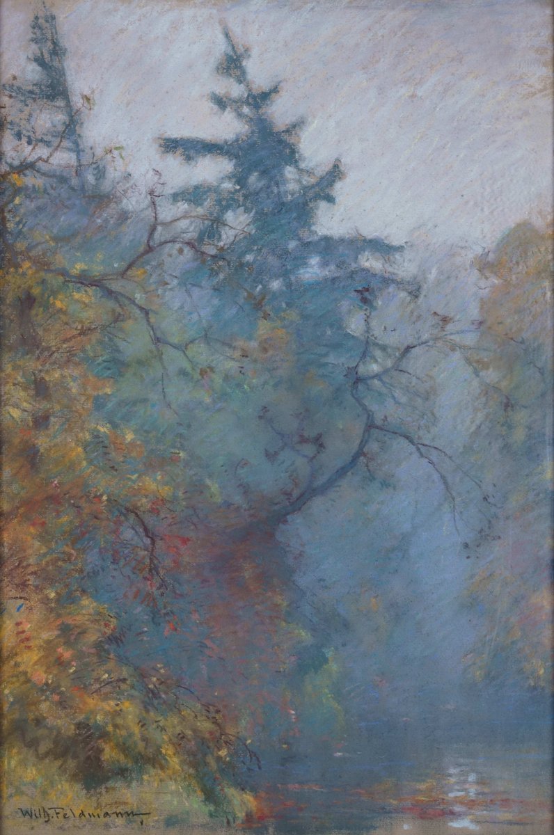 Wilhelm Feldmann, Impressionist Autumn Landscape with Lake, 1905 ...