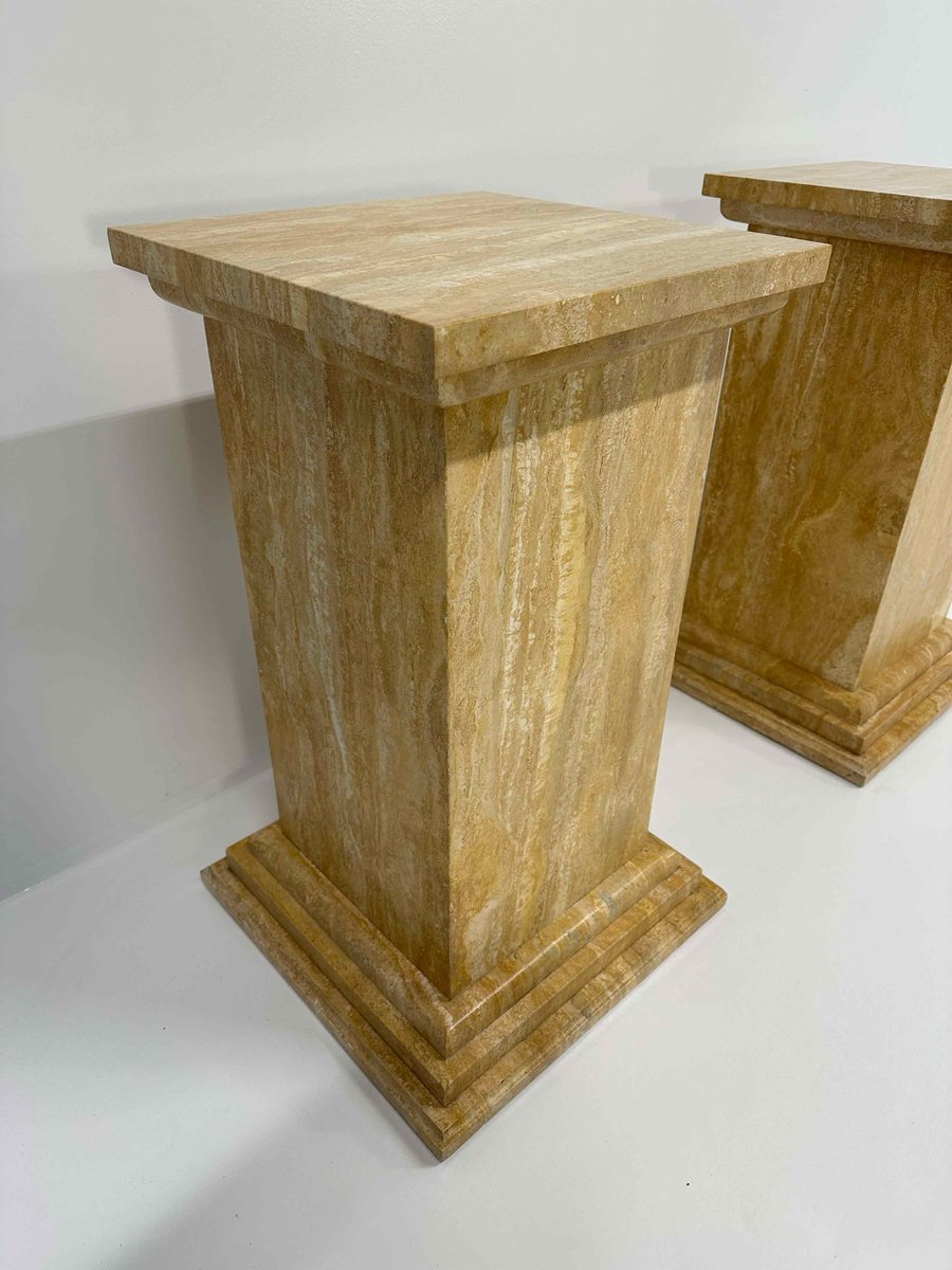 Art Deco Travertine Columns, 1940s, Set of 2 for sale at Pamono