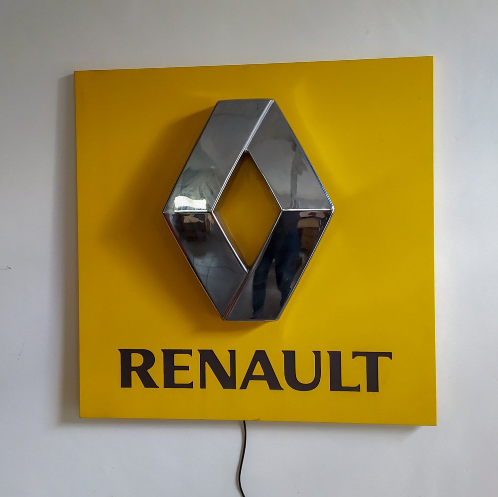 Large Renault Advertising Luminous Tin Sign, 1990s for sale at Pamono