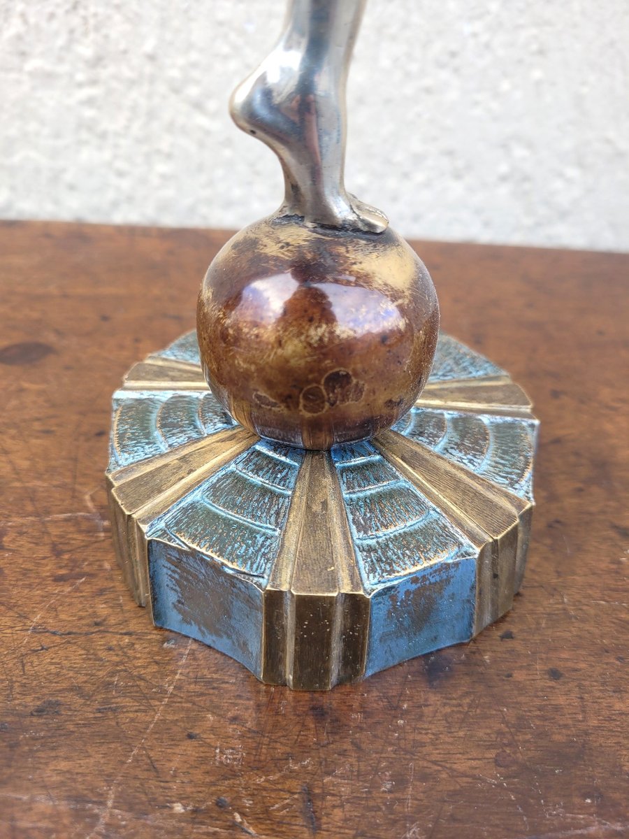 Art Deco Dancer with Balls, 20th Century, Silver Bronze for sale at Pamono