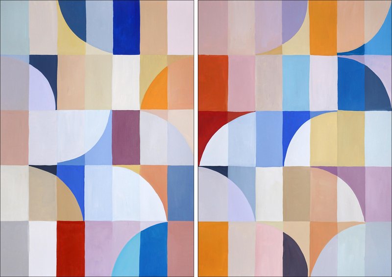 Natalia Roman, Vetrate Bauhaus, 2024, Acrilico su carta da acquerello in vendita su Pamono