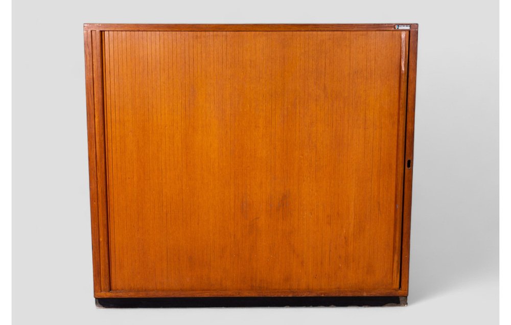 Vintage Wooden Roll-Top Cabinet with Drawers and Shelves for sale at Pamono