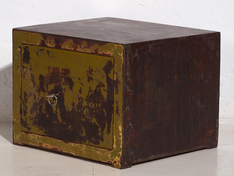 Antique Safe Box with Green Patina, 1920s for sale at Pamono