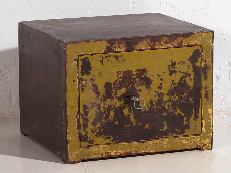 Antique Safe Box with Green Patina, 1920s for sale at Pamono
