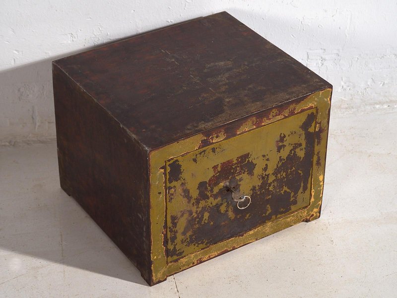 Antique Safe Box with Green Patina, 1920s for sale at Pamono