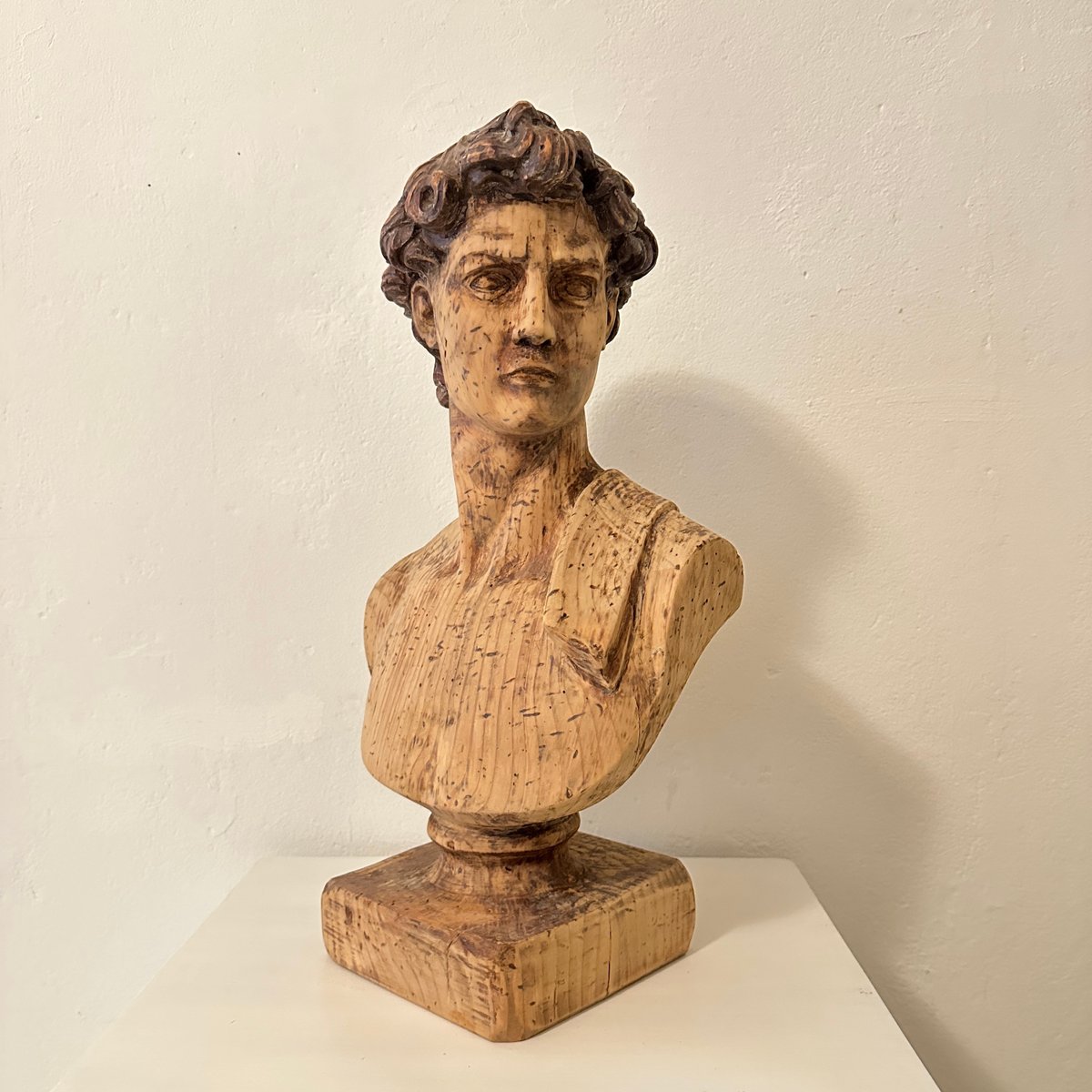Italian Artist, Carved Bust of David, 1930s, Spruce for sale at Pamono