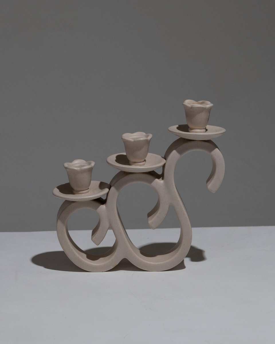 Stylized Ceramic Candlestick from Vallauris, 1950 for sale at Pamono