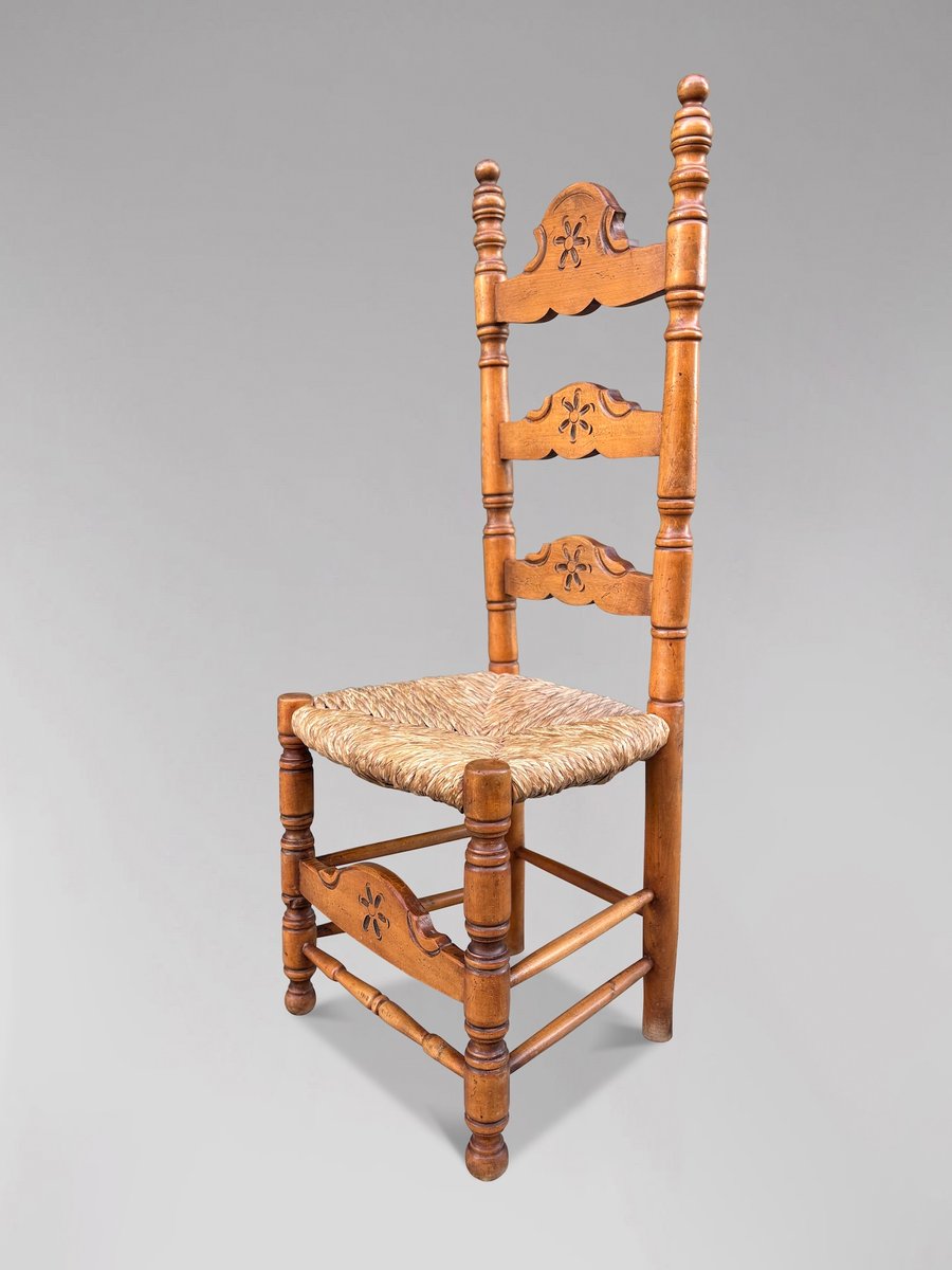 Spanish Country Style Carved Ladder Back Dining Chairs, 1980s, Set of 6 ...