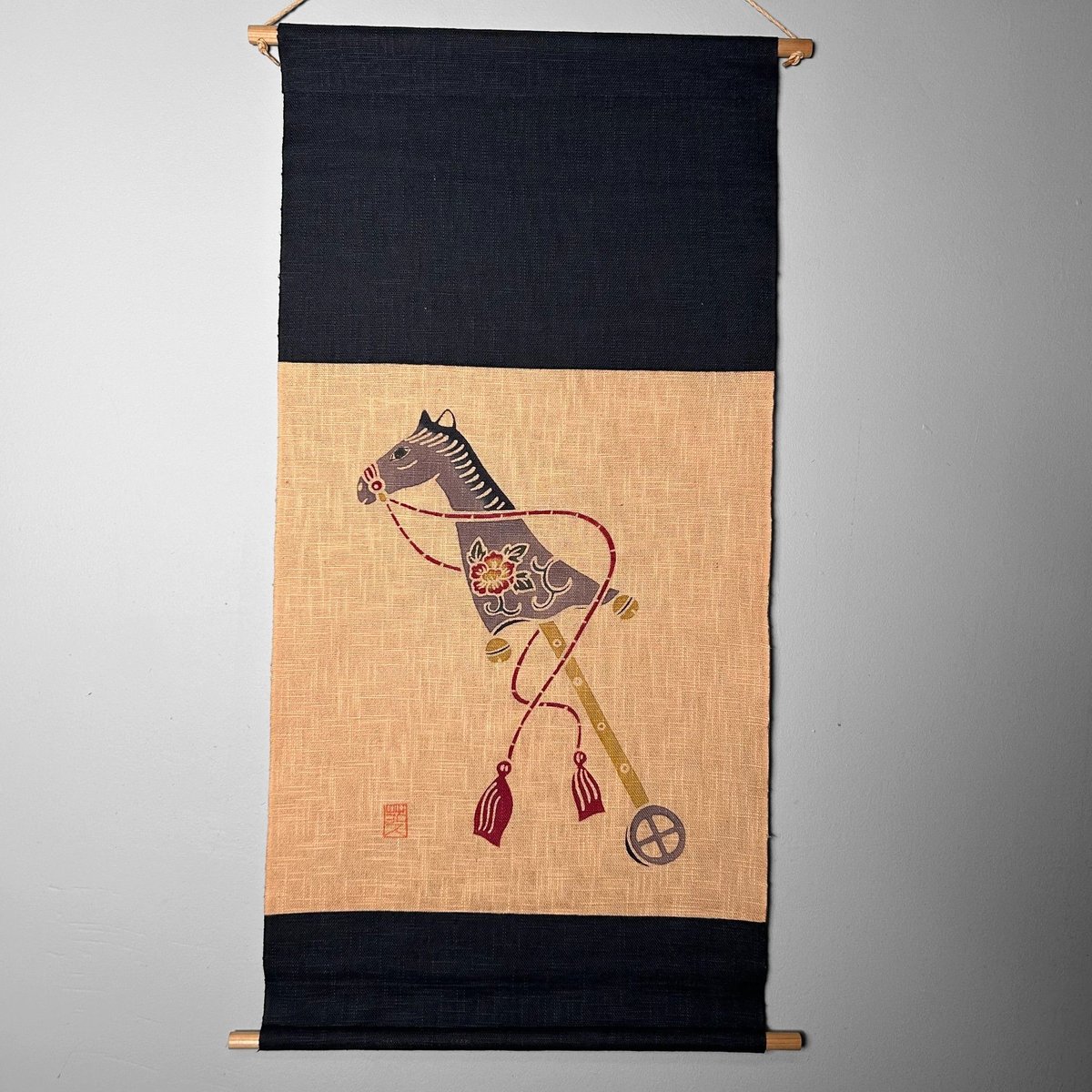 Vintage Japanese Scroll of Toy Horse, 1980s for sale at Pamono