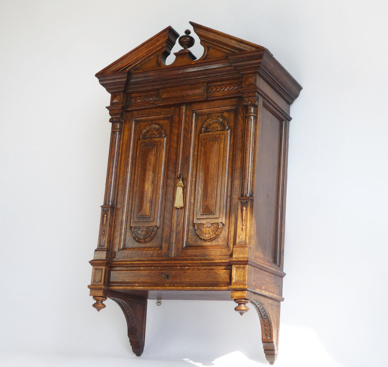 Large Antique Gothic Wooden Wall Cabinet for sale at Pamono