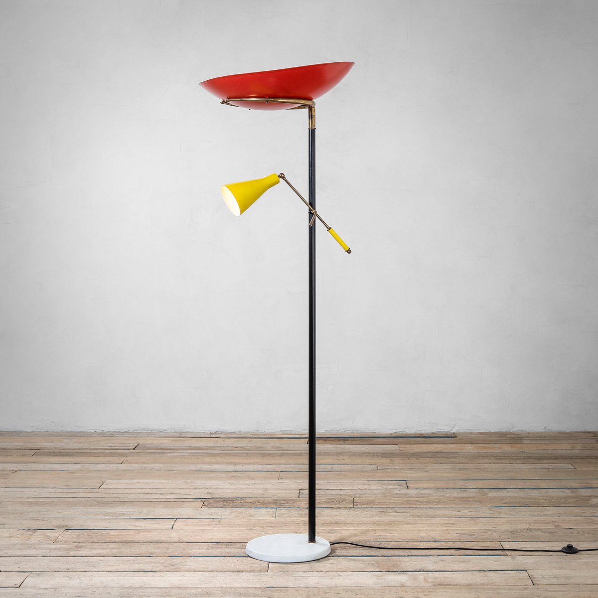 Floor Lamp with Two Diffusers and Marble Base from Stilnovo, 1950s for ...