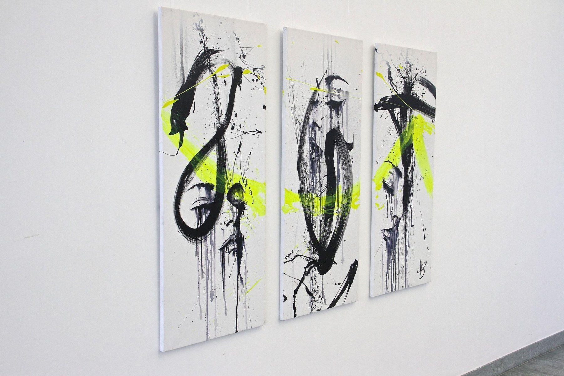 MS, Dreiteiliges Gemälde von Eve & the Snake, 2024, Acryl auf Leinwand, 3er Set bei Pamono kaufen