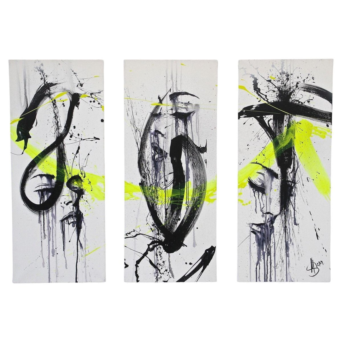 MS, Dreiteiliges Gemälde von Eve & the Snake, 2024, Acryl auf Leinwand, 3er Set bei Pamono kaufen