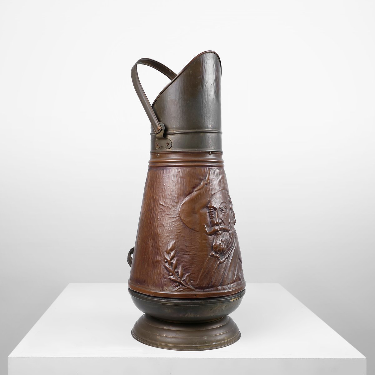 Copper Umbrella Stand with Hammered Relief of Vermeer, France, 1900s ...