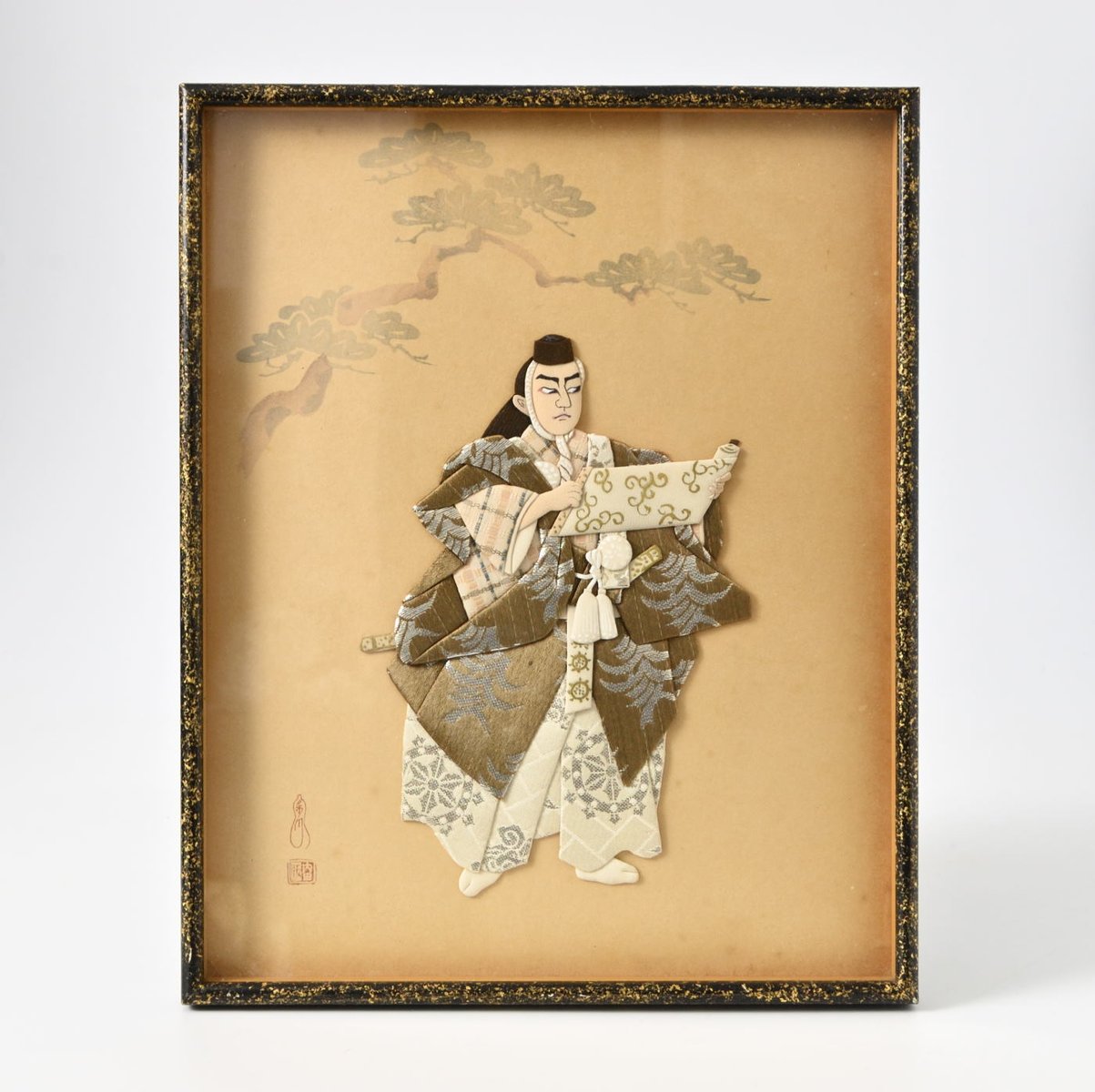 Vintage Japanese Oshi-E Decorative Panel in Silk, 1950s for sale at Pamono