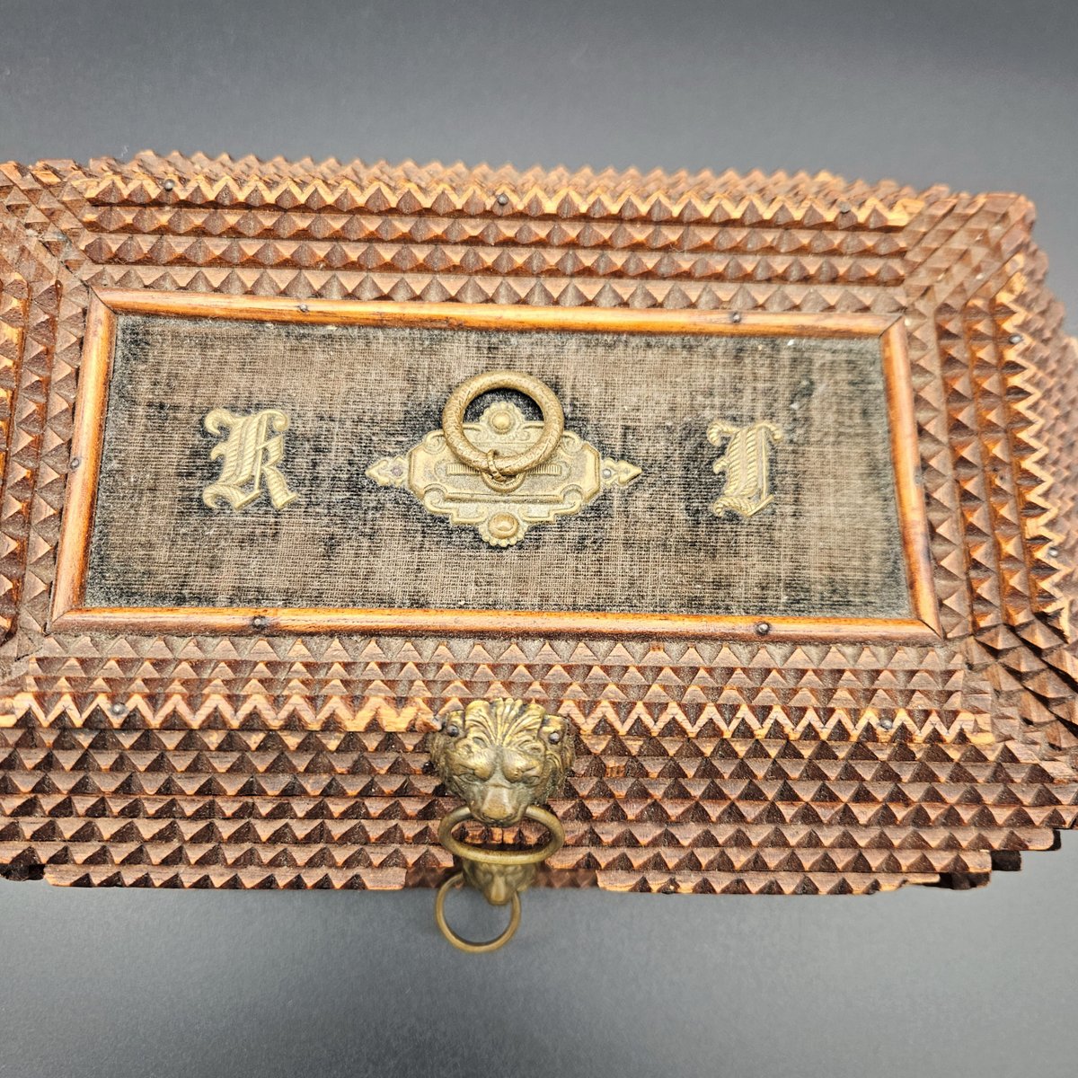 Tramp Art Handcrafted Wood Box for sale at Pamono