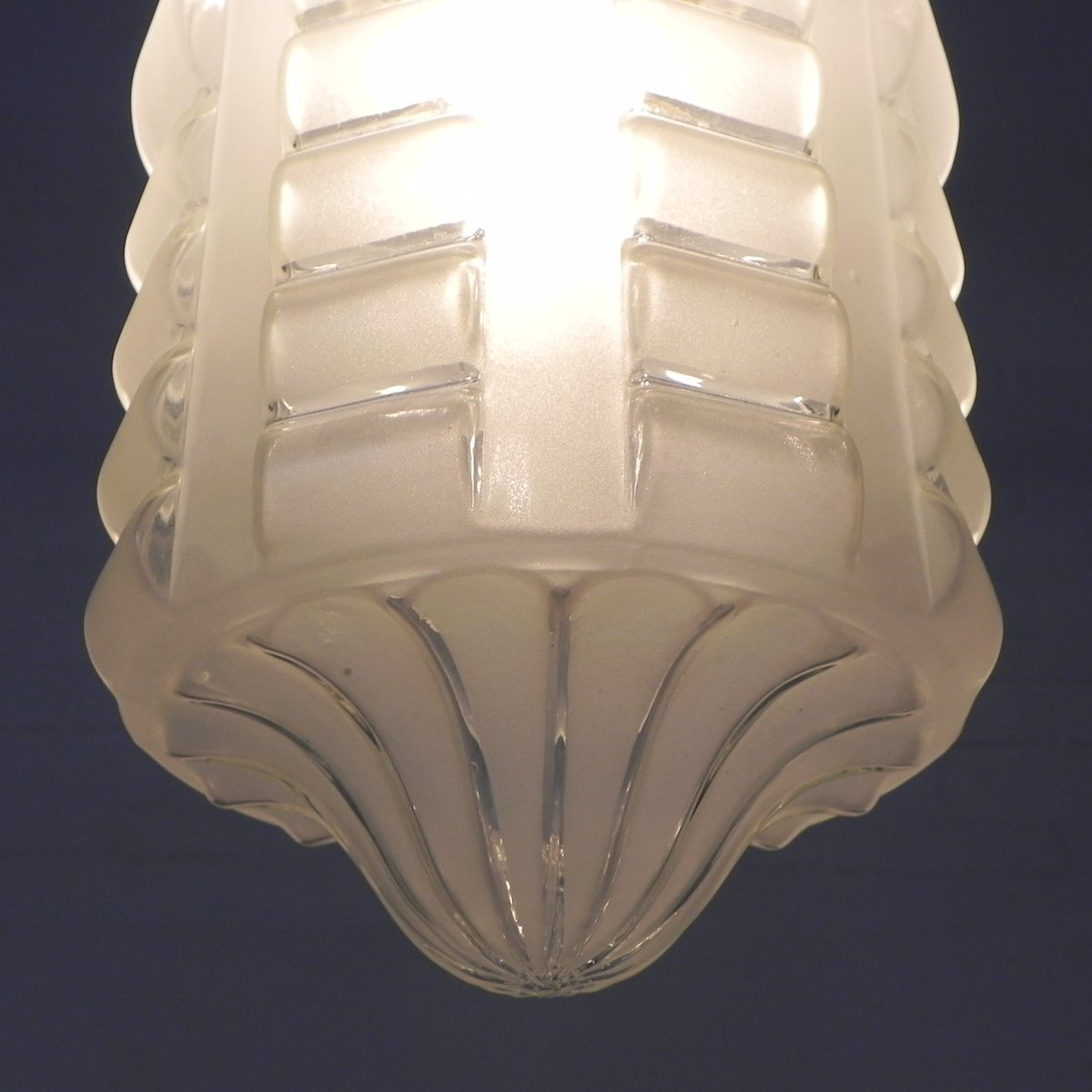 Art Deco Pendant Lamp with Matt Glass Shade and Brass Fixture, 1930s ...