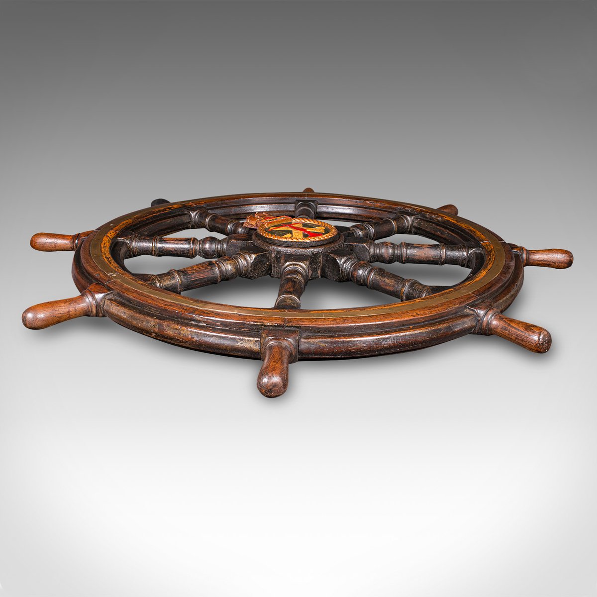 Large Antique English Ships Wheel in Oak, 1900 for sale at Pamono