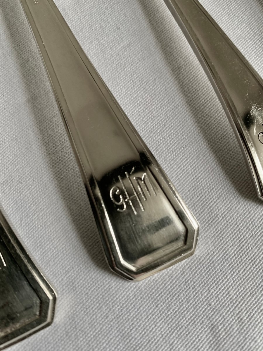 Art Deco Silver-Plated Cutlery Set with GHM Monogram from Wiskemann ...