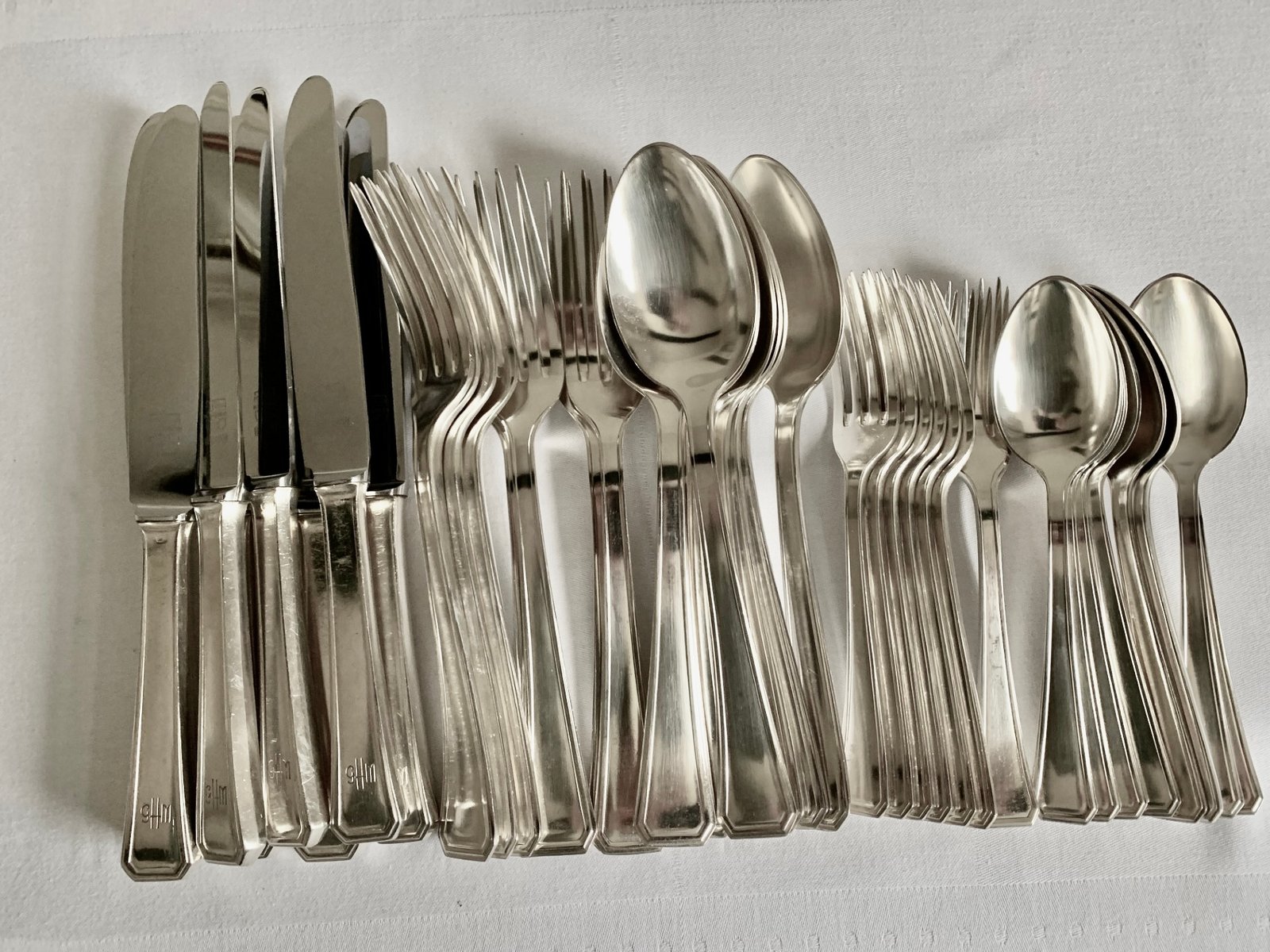 Art Deco Silver-Plated Cutlery Set with GHM Monogram from Wiskemann ...