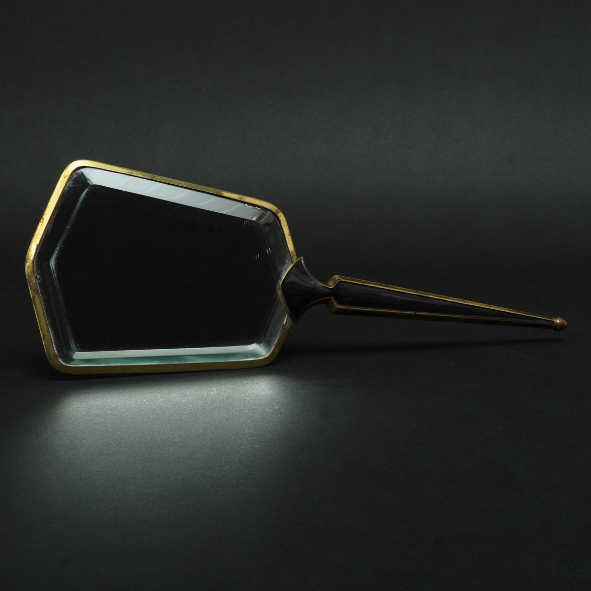 Art Deco Hand Mirror in Bonned Brass, 1930 for sale at Pamono