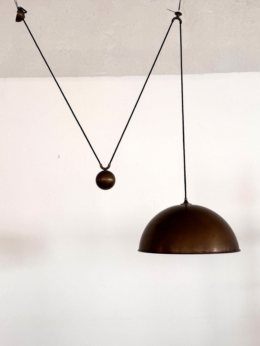Large Vintage Brass Counterweight Pendant Light by Florian Schulz ...
