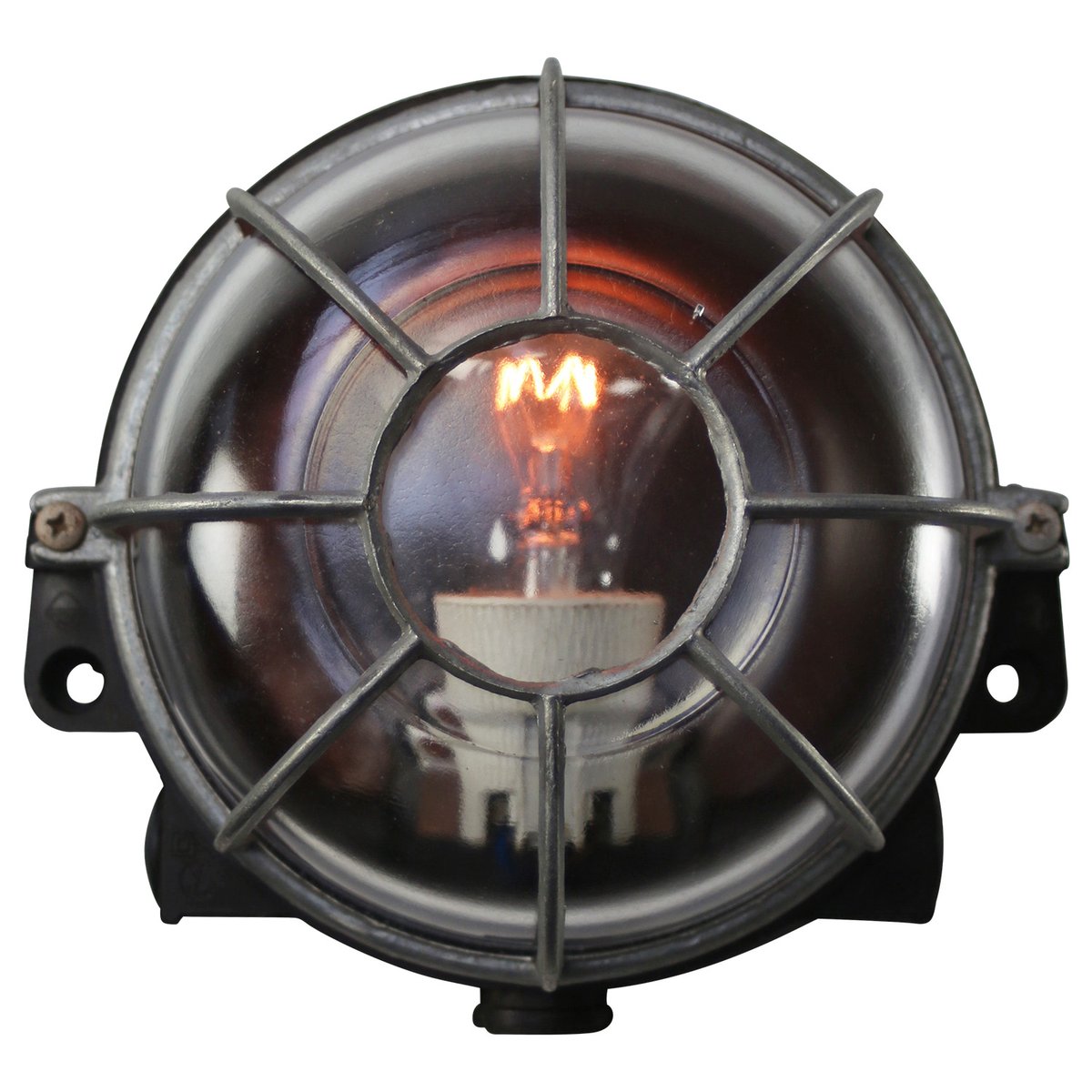 Vintage Industrial Bakelite and Clear Glass Wall Light for sale at Pamono