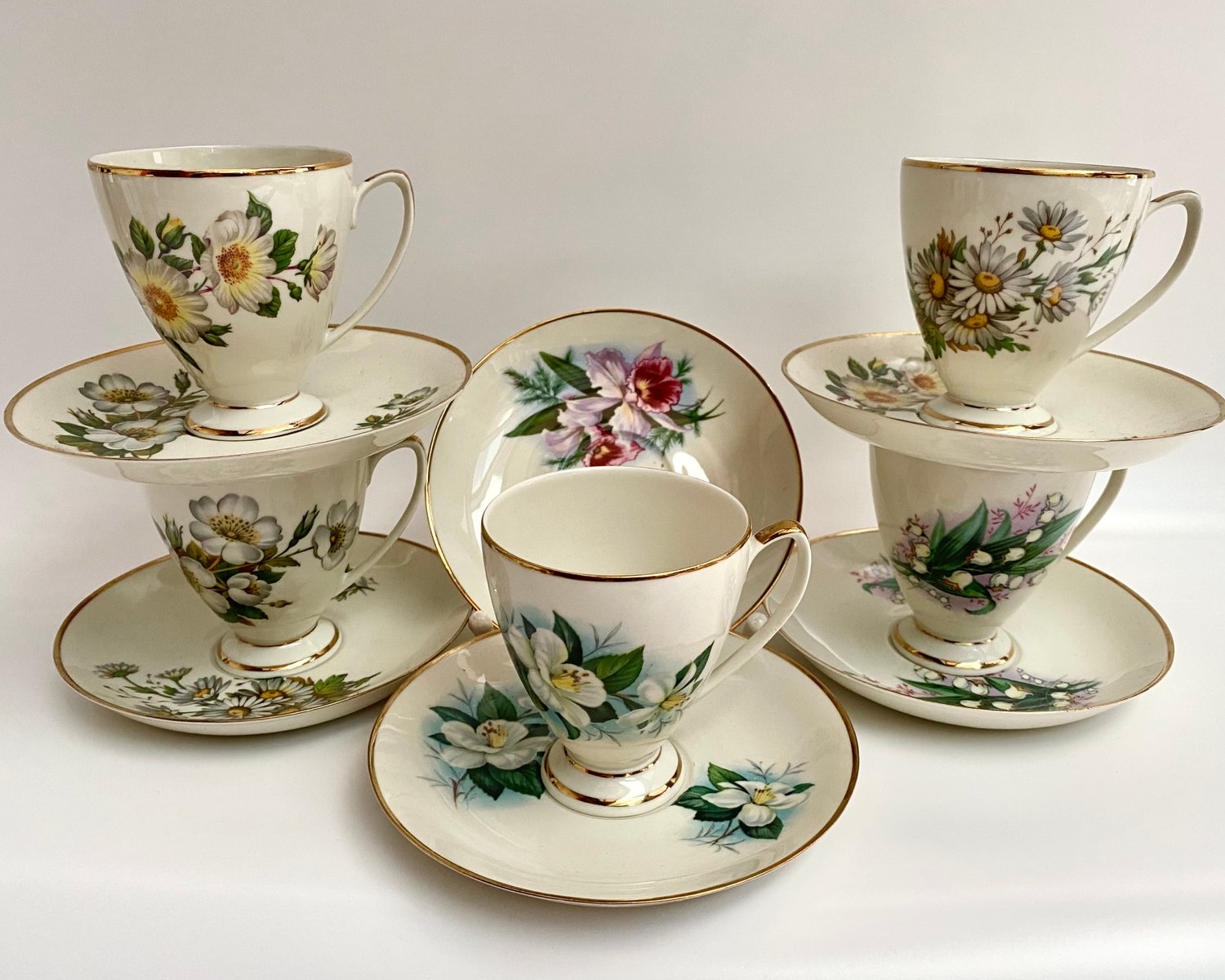 Vintage Porcelain Tea/Coffee Set, 1950s, Set of 11 for sale at Pamono
