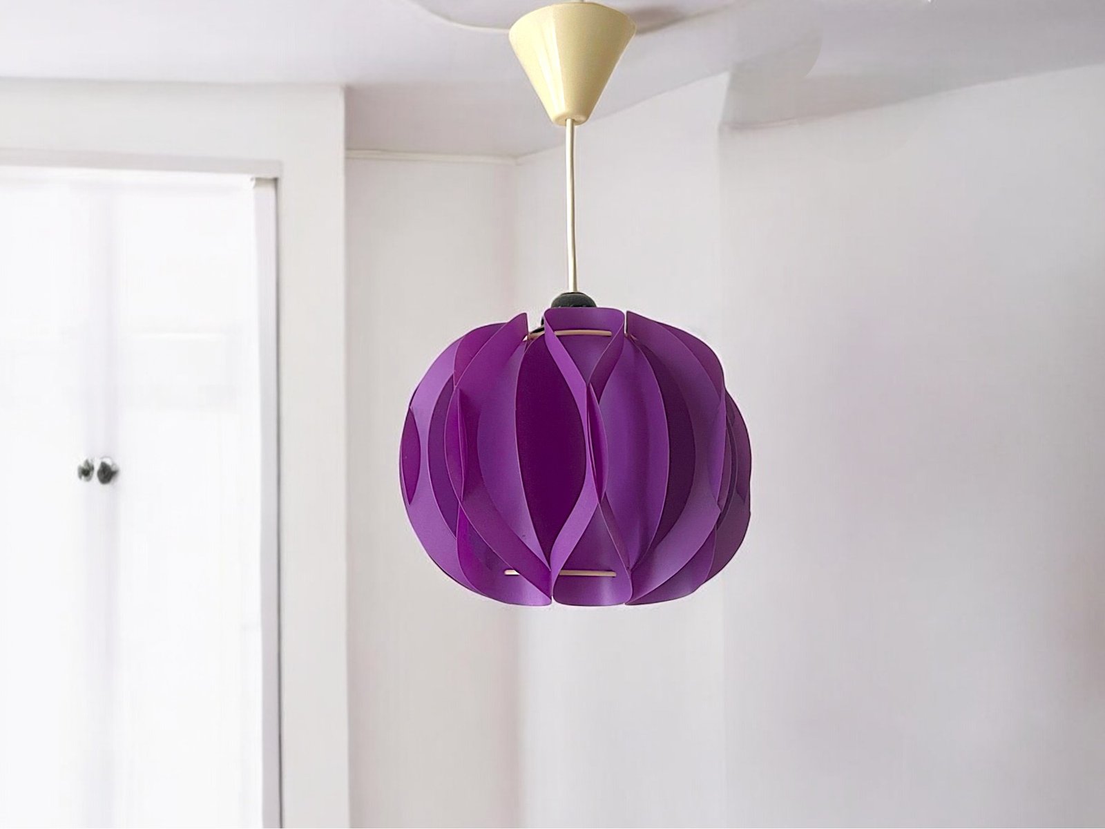 Mid-Century Modern Violet Lilac Acrylic Hanging Lamp attributed to ...