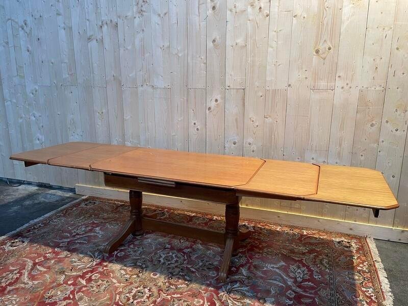 Oak Dining Table with Integrated Extensions for sale at Pamono
