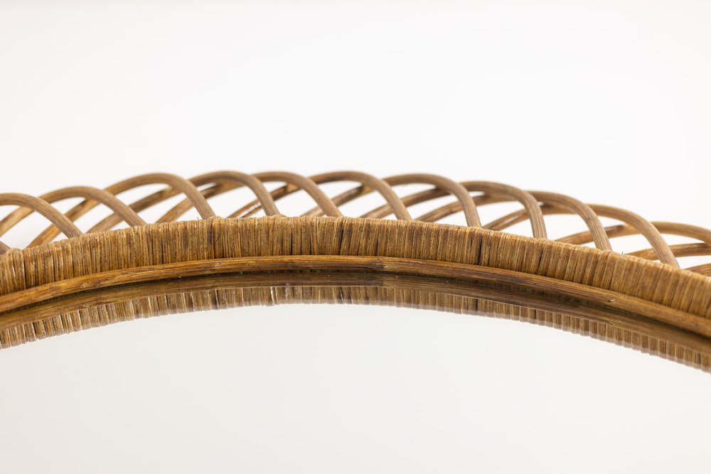 Round Rattan Mirrors with Interlacing, 1980s, Set of 2 for sale at Pamono
