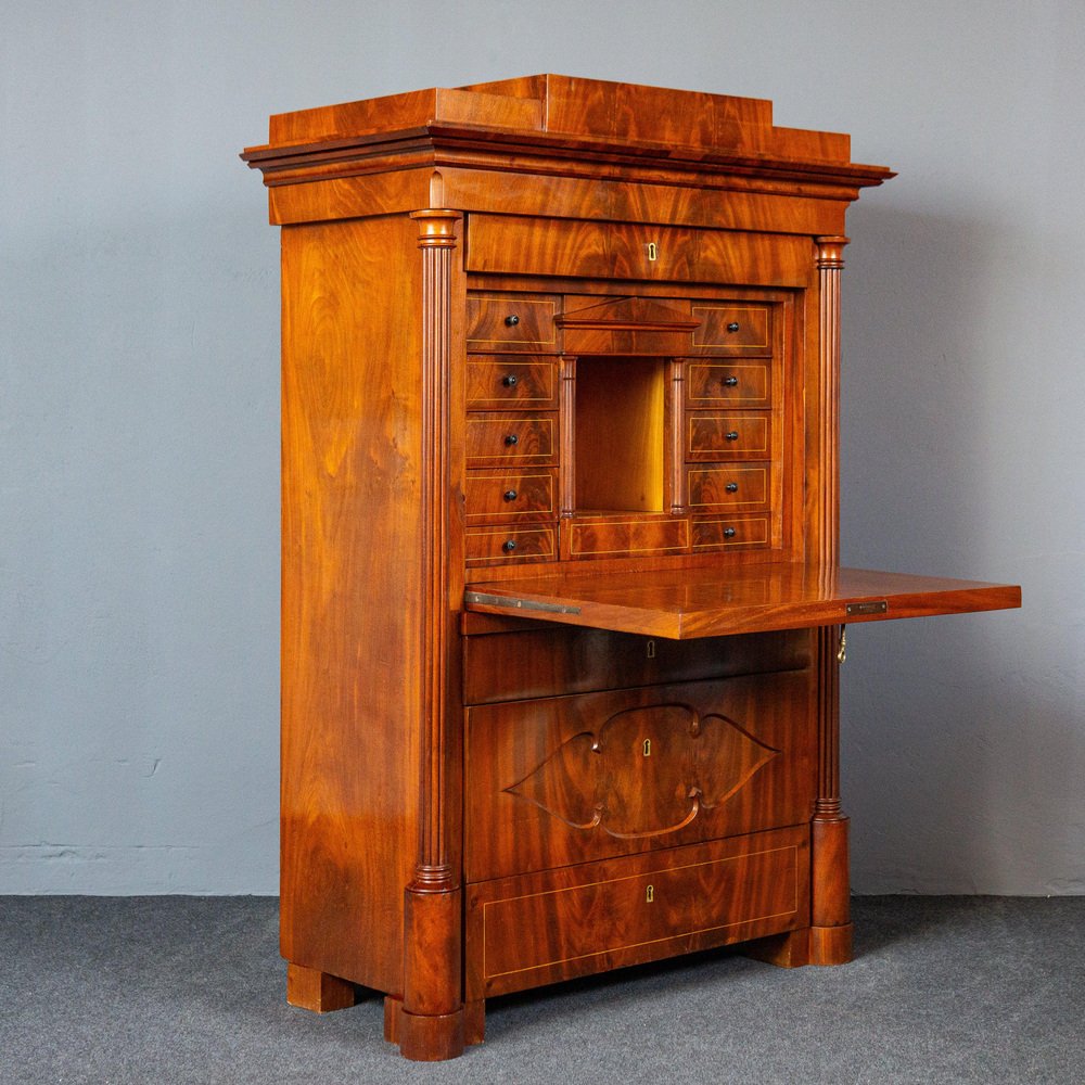 Brown Wooden Secretary Desk for sale at Pamono