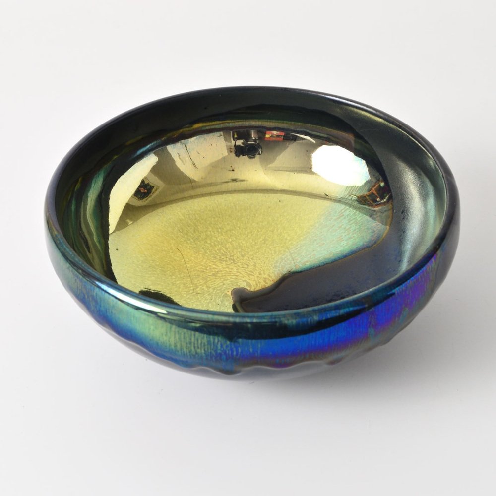 Vintage Iridescent Glaze Studio Pottery Bowl, 1980s for sale at Pamono