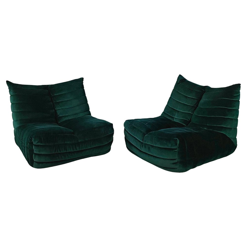 Set of Modern Italian Dark Green Velvet Chairs by Seven Salotti, 1970s ...
