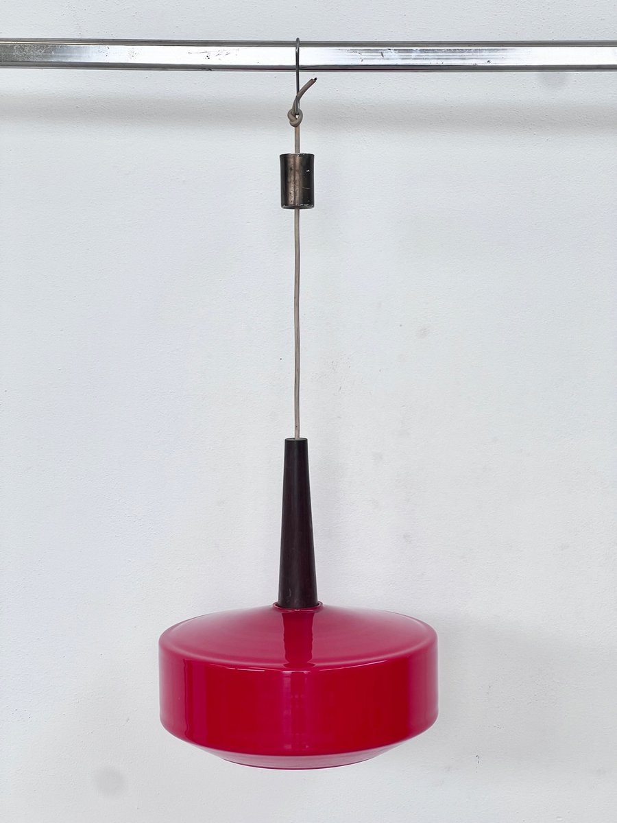 Red Ceiling Lamp in Glass, 1970s for sale at Pamono