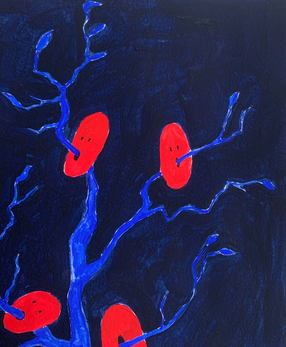 Waleria Matelska, Red Masks, 2024, Acrilico su carta in vendita su Pamono