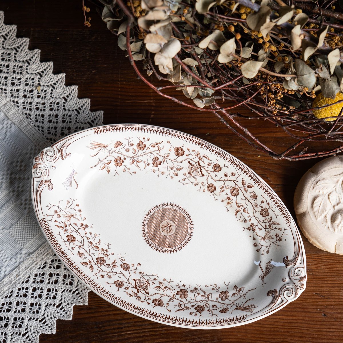 Antique French Platter from Sarreguemines, 1880s for sale at Pamono