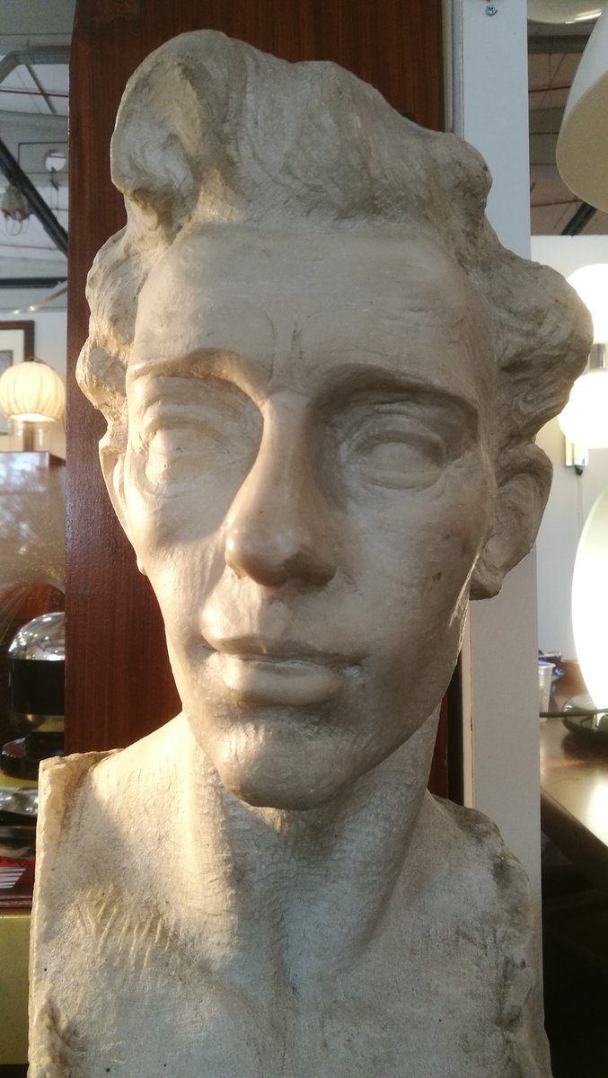 Alfredo Pina, Male Bust, 1930s, Carrara Marble for sale at Pamono