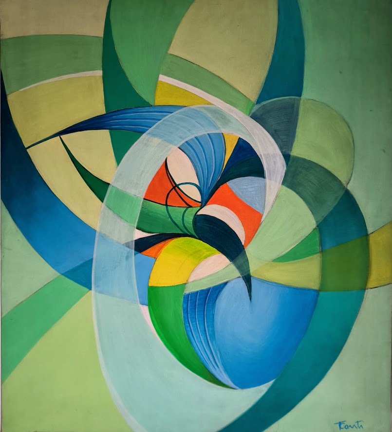 Tino Conti, Moving Curves, 1920s-1930s, Oil on Canvas for sale at Pamono