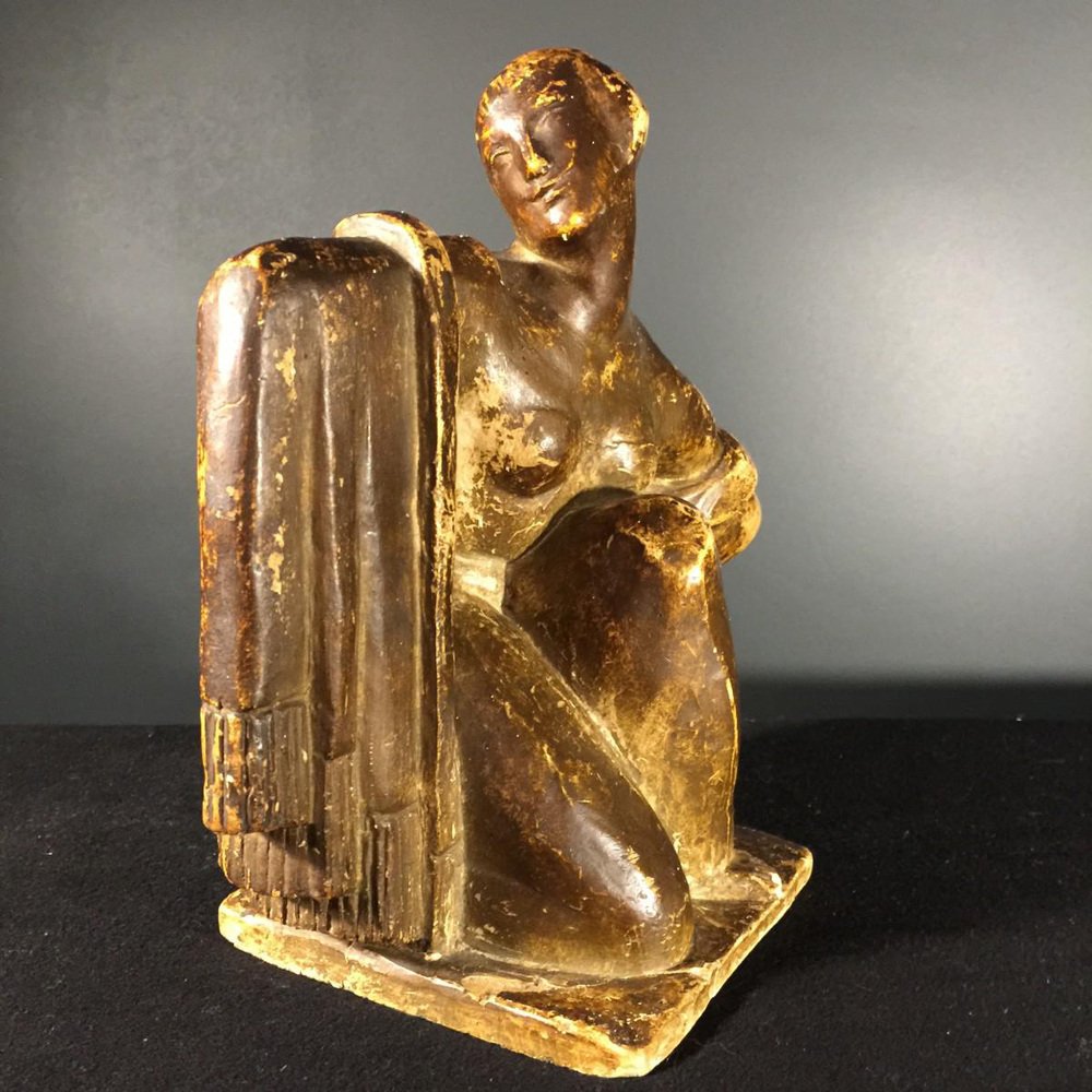 Kubistische Art Deco Werkstatt Gips Skulptur einer nackten Frau von Jean Canneel, 1930er bei ...