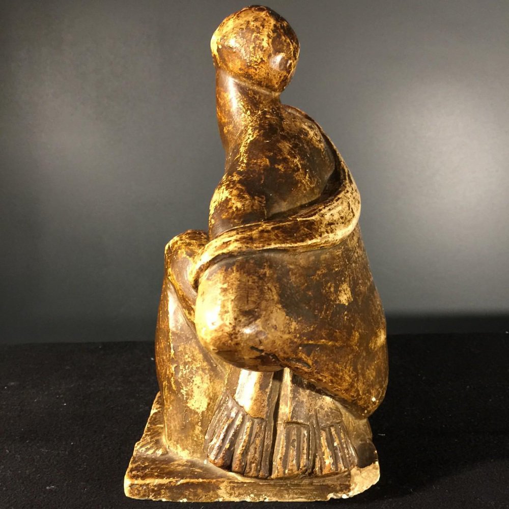 Kubistische Art Deco Werkstatt Gips Skulptur einer nackten Frau von Jean Canneel, 1930er bei ...