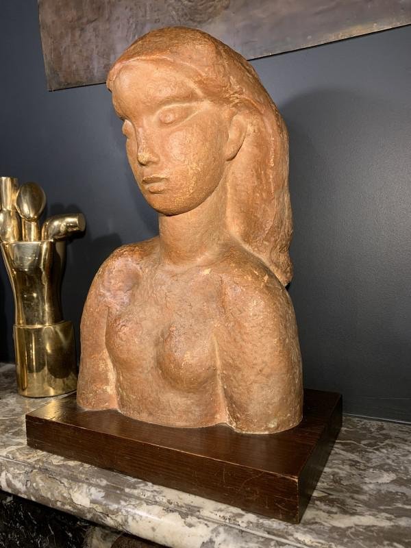 Art Deco Expressionist Sculpture Naked Woman Bust by Harry Elstrom ...