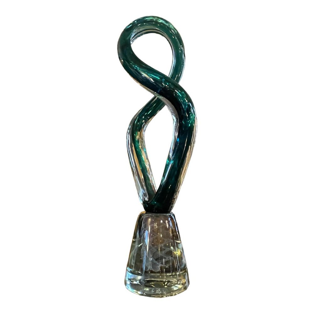 Twist Large Glass Sculpture with Filigree Base by Robert Pierini, 1995 ...
